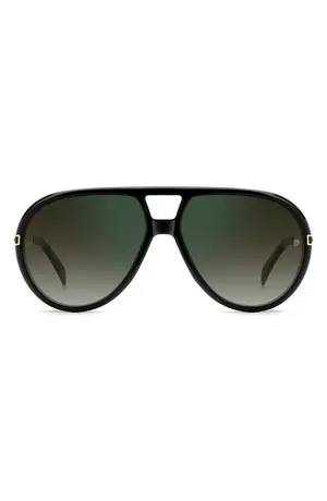 DB EYEWEAR BY DAVID BECKHAM Voyager Aviator Sunglasses - Black Gold/ Green Sf Grn Sp