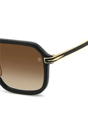 DB EYEWEAR BY DAVID BECKHAM Navigator Sunglasses - Black Gold/ Black Brown Green