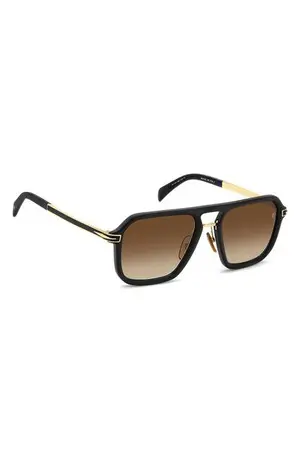 DB EYEWEAR BY DAVID BECKHAM Navigator Sunglasses - Black Gold/ Black Brown Green