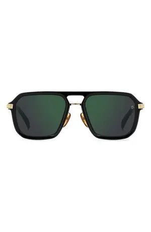 DB EYEWEAR BY DAVID BECKHAM Navigator Sunglasses - Black Gold/ Green Sp