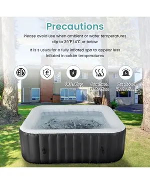 SKONYON Rectangular Blowup Pool Hottub With 130 Air Jets For 4-6 Person