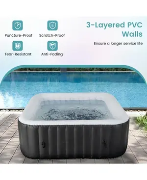SKONYON Rectangular Blowup Pool Hottub With 130 Air Jets For 4-6 Person