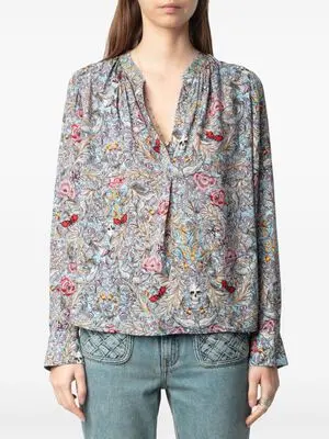 Zadig&Voltaire Tink Floral-print Blouse - Blue