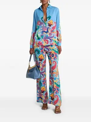 Etro Floral-print Silk Palazzo Pants