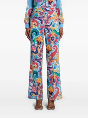Etro Floral-print Silk Palazzo Pants