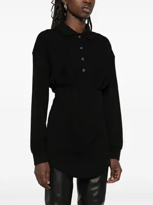 MUGLER Corseted Polo Mini Dress - Black