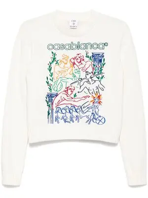 Casablanca Embroidered Jumper - White