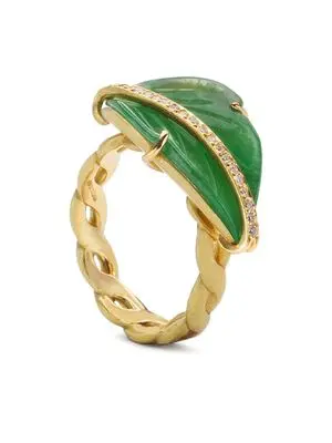 BROOKE GREGSON 18kt Yellow Leaf Jade And Diamond Ring