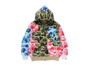 A BATHING APE Abc Camo Patchwork Relaxed Fit Zip Hoodie