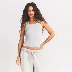 SKIMS Cotton Ribbed Scoop Neck Tank - Light Heather Grey
