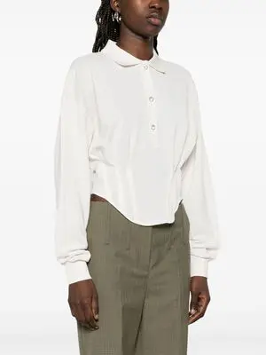 MUGLER Corseted Polo Shirt - White