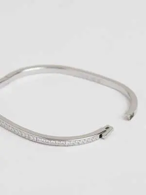 REISS Myles Hinged Crystal Cuff - Silver
