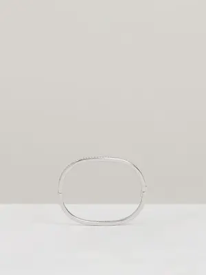 REISS Myles Hinged Crystal Cuff - Silver
