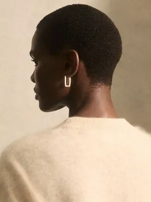 REISS Grace Geometric Hoop Earrings - Gold