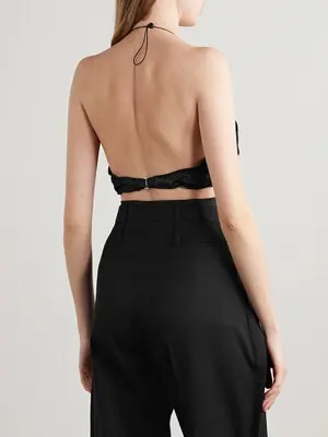 BETTTER Wool-blend And Satin Halterneck Top With Cutouts