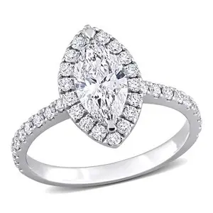 JULIANNA B. 1 Ctw Lab-grown Diamond Marquise Halo Ring 14k - White Gold