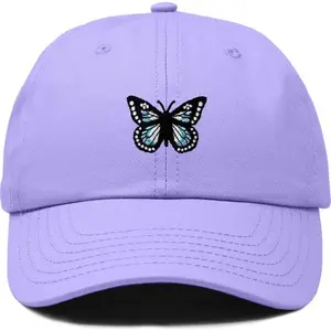 DALIX Dalix Butterfly Embroidered Cotton Baseball Cap Lavender