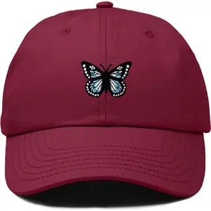 DALIX Dalix Butterfly Embroidered Cotton Baseball Cap Maroon