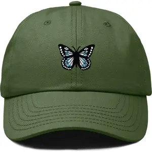 DALIX Dalix Butterfly Embroidered Cotton Baseball Cap Olive