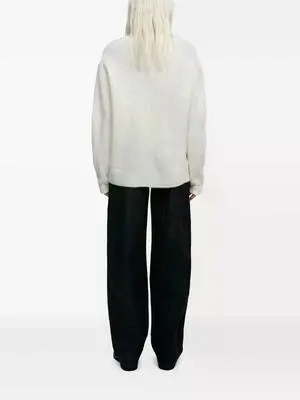 MAINLESS Crew-neck Long-sleeve Sweater - White