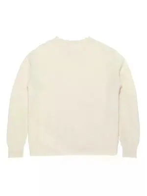 MAINLESS Crew-neck Long-sleeve Sweater - White