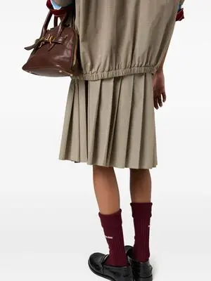 Miu Miu Checked Pleated Midi Skirt