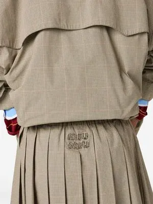 Miu Miu Checked Pleated Midi Skirt