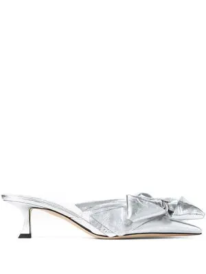 Jimmy Choo Silver Tone Mules Clogs For Women