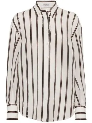 BRUNELLO CUCINELLI Brunello Cucinelli Sequin-Embellished Striped Shirt