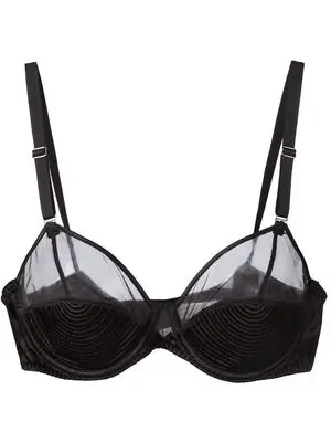 Fleur Du Mal Mesh And Satin Bra - Black