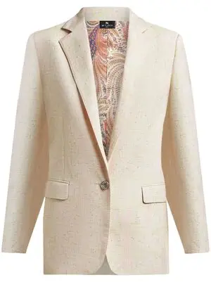 Etro Pegaso Button Blazer - Neutrals