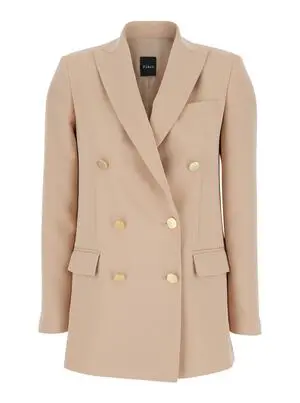 PLAIN Double-breasted Jacket With Classic Lapels - Beige