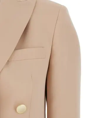 PLAIN Double-breasted Jacket With Classic Lapels - Beige