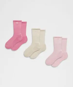Lululemon Daily Essential Crew Socks - Candy Cloud/pink Pearl/light Ivory