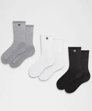 Lululemon Daily Essential Crew Socks - White/heathered Core Light Grey/black
