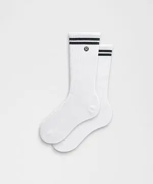 Lululemon Daily Essential Crew Socks - White/rainforest Green