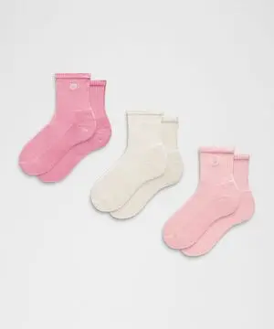 Lululemon Daily Essential Quarter Socks - Candy Cloud/pink Pearl/light Ivory