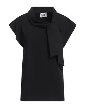 Alpha Studio Cotton Stretch Bow Blouse - Black