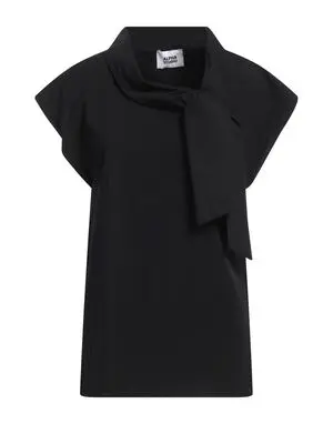 Alpha Studio Cotton Stretch Bow Blouse - Black