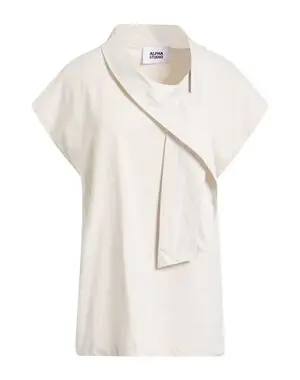 Alpha Studio ALPHA STUDIO Cotton Stretch Bow Blouse Light Grey