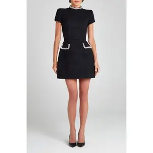 NADINE MERABI Simone Embellished Tweed Minidress - Black