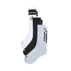 PUMA PUMA Half-Terry Crew Length Socks - 3 Pairs White,black