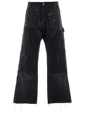 SAINT MXXXXXX Distressed Wide-leg Jeans - Black