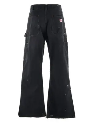 SAINT MXXXXXX Distressed Wide-leg Jeans - Black