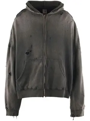 SAINT MXXXXXX Distressed Zip Hoodie