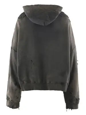 Saint Mxxxxxx Distressed Zip Hoodie - Black | Editorialist