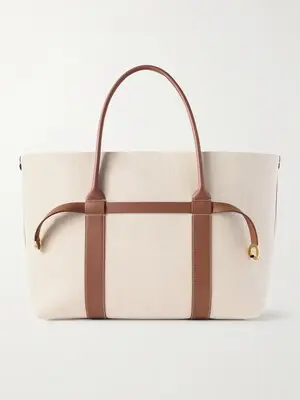 Loro Piana Ghiera Large Leather-trimmed Canvas Tote - Ecru