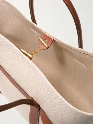 Loro Piana Ghiera Large Leather-trimmed Canvas Tote - Ecru