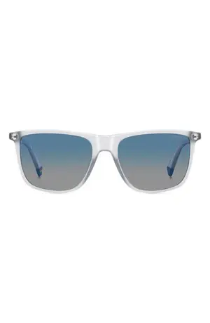POLAROID 55mm Gradient Polarized Rectangle Sunglasses - Matte Crystal/blue Sf Polar