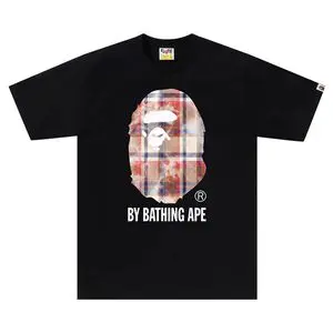 A BATHING APE Bleach Check Bathing Ape Tee - Black